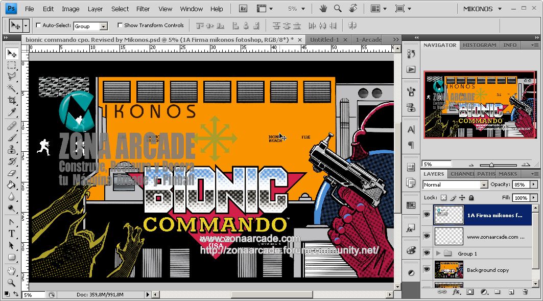 Restauración/revisión terminada de "BIONIC COMMANDO CONTROL PANEL OVERLAY" (CAPCOM). Por Mikonos